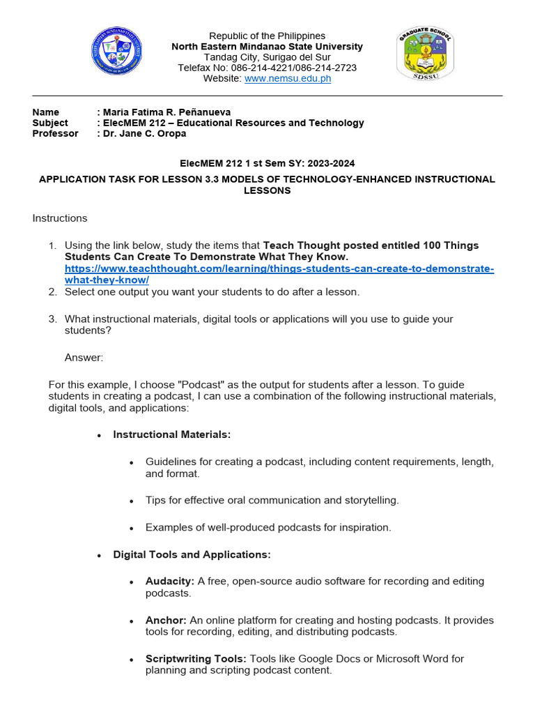 Application Task For Lesson 3 | PDF | Conservation Biology | Multimedia
