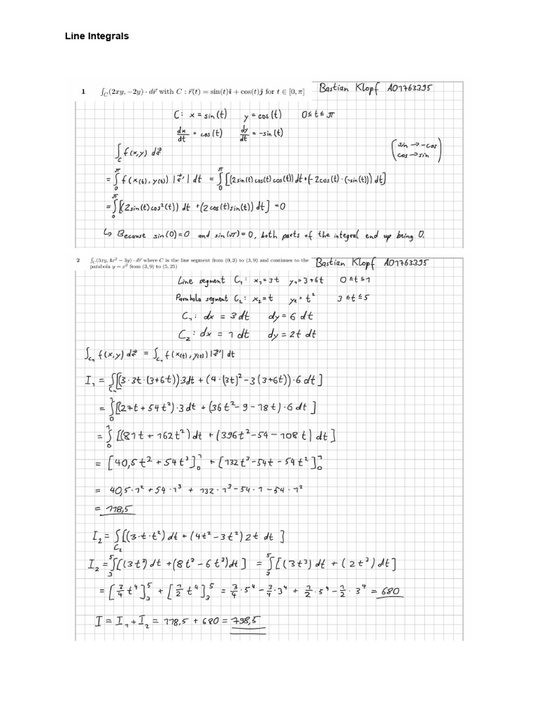Line Integrals | PDF | Vector Calculus | Calculus
