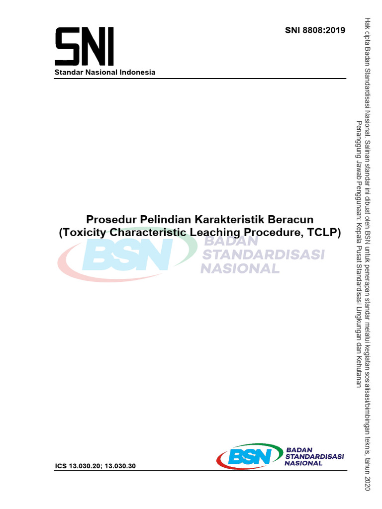 SNI 8808-2019 - Ekstraksi TCLP | PDF