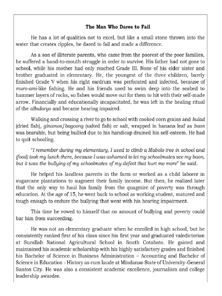 The Man Who Dares to Fall | PDF