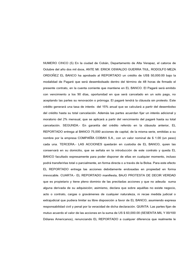 6 - Contrato de Reporto | PDF | Compartir (Finanzas) | Bancos
