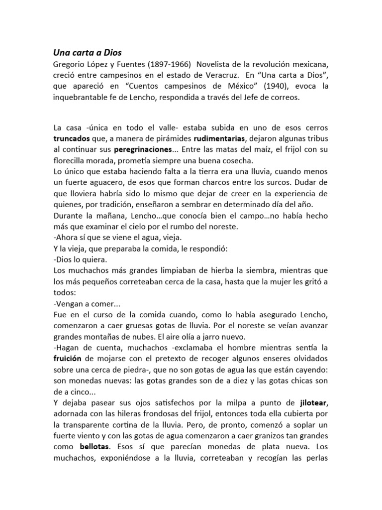 Una carta a Dios | PDF