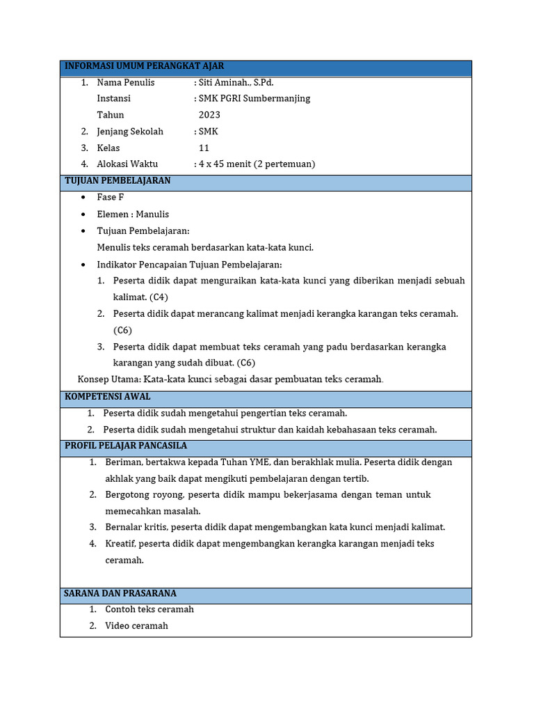 Modul Ajar BI Fix | PDF