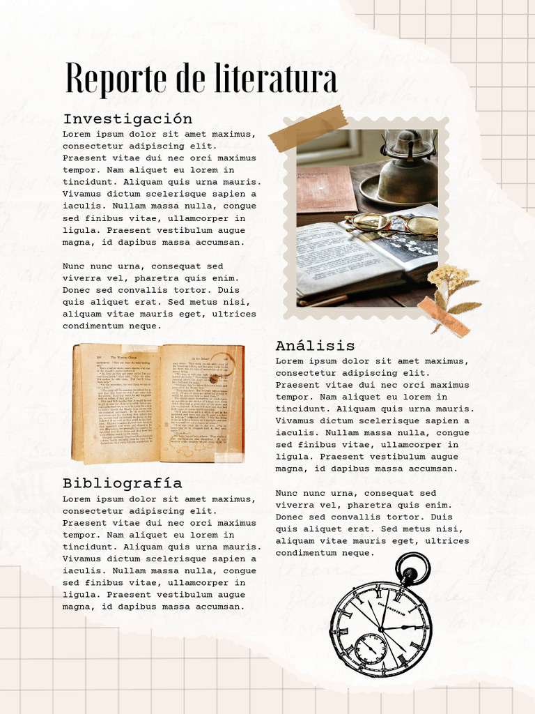 Documento A4 Reporte de Literatura Vintage Scrapbook Beis | PDF