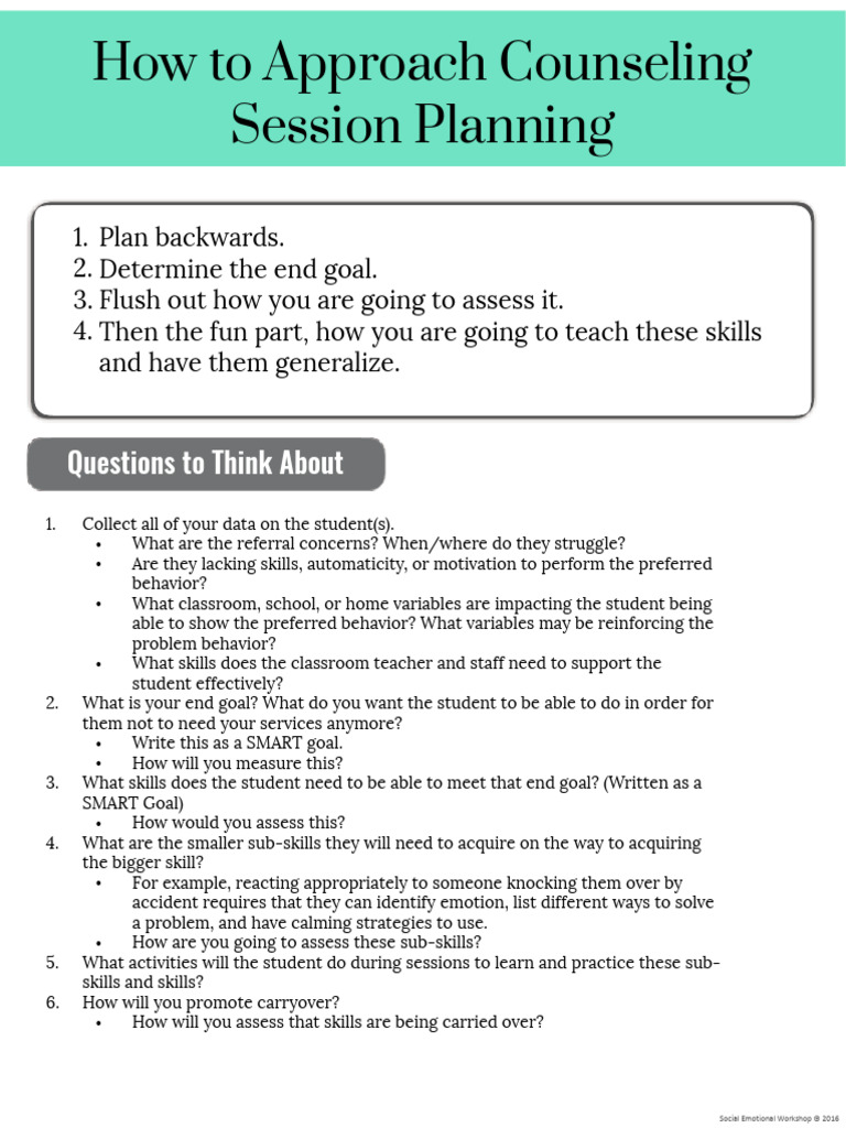 Counseling Session Planning Guide | PDF | Motivational | Motivation