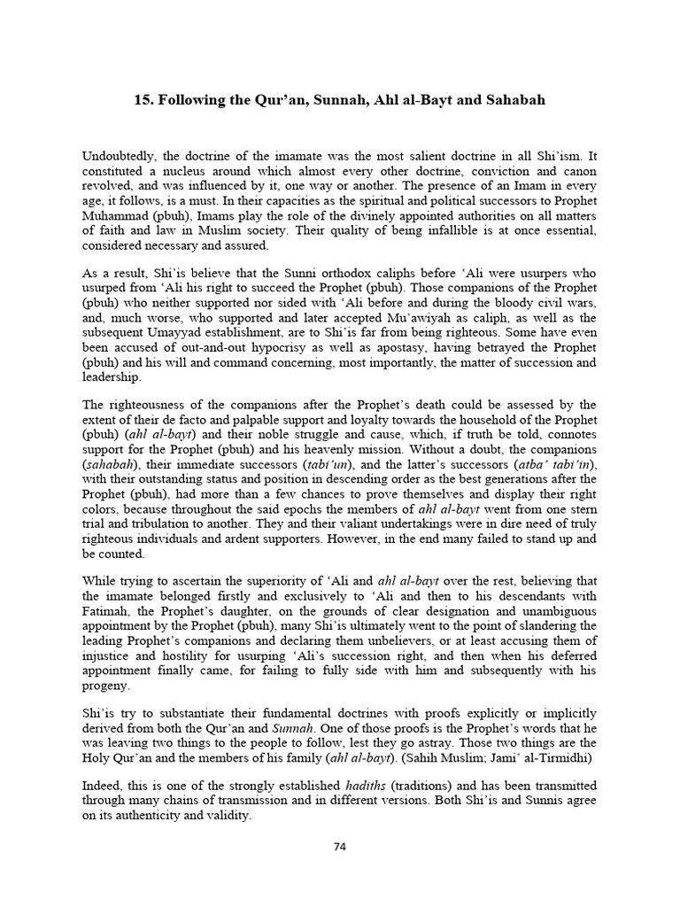 15 Following The Quran Sunnah Ahl Al-Bayt and Companions | PDF | Ahl Al Bayt | Ali