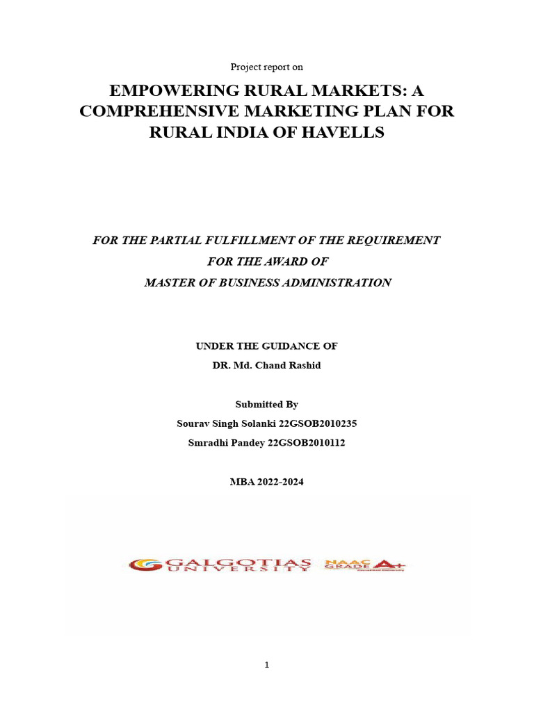 Project Report New Rural | PDF | Marketing | Brand