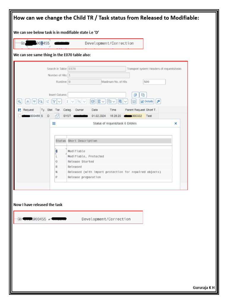 Change Child TR Task Status Guide | PDF