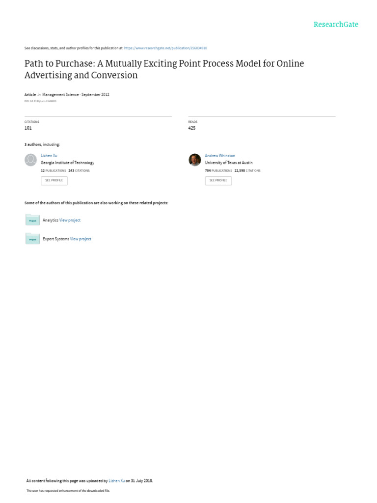Path To Purchase A Mutually Exciting Point Process | PDF | Pricing | Innovation