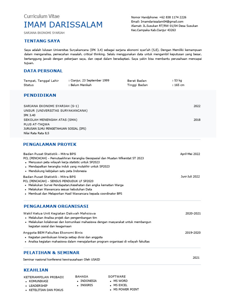 Imam CV DAN BERKAS | PDF