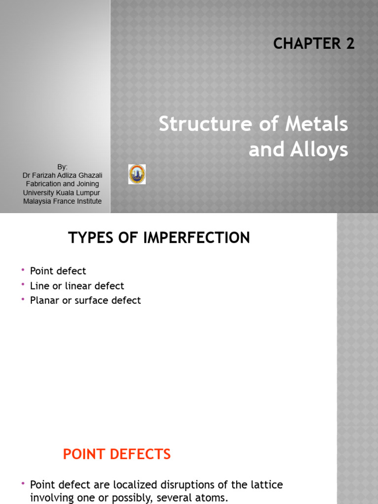 Chap.2 - Structure of Metals and Alloys (Part 3-Defects) | PDF ...