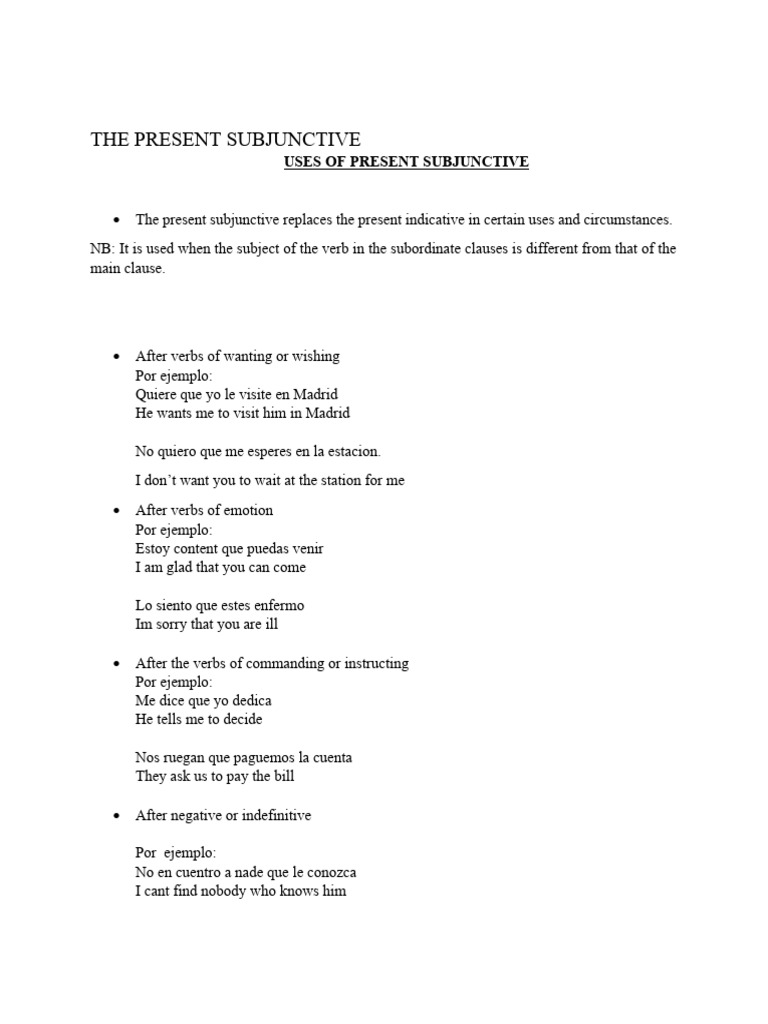 The Present Subjunctive | Download Free PDF | Semantic Units ...