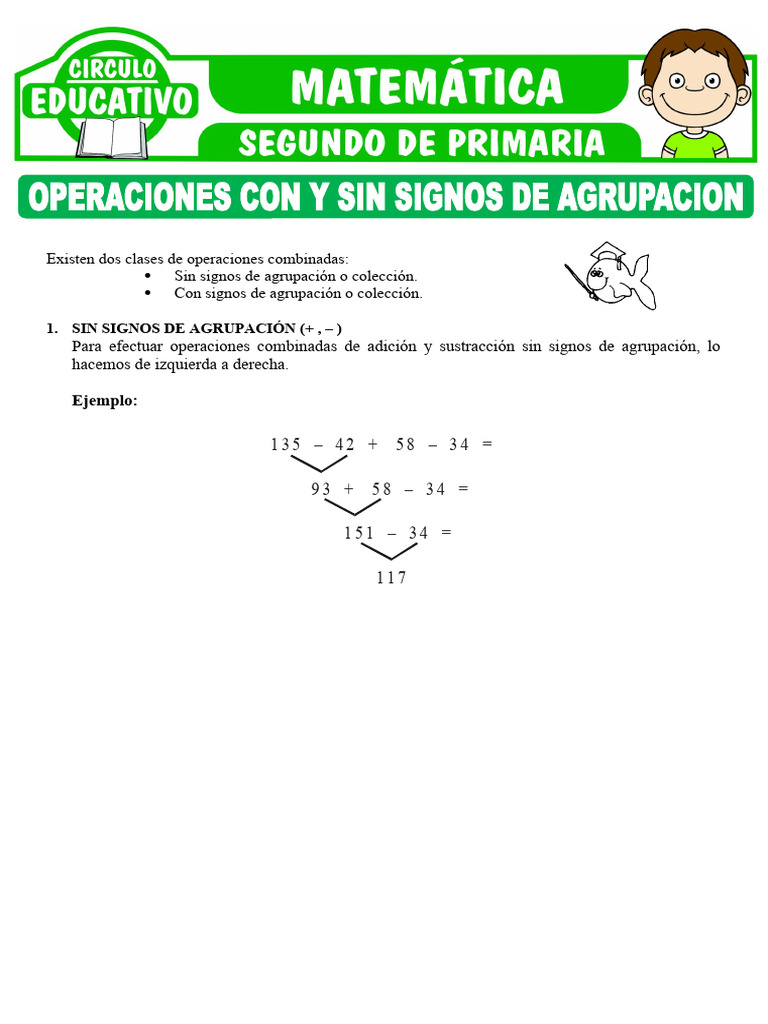 Operaciones Con y Sin Signos de Agrupacion para Segundo de Primaria ...
