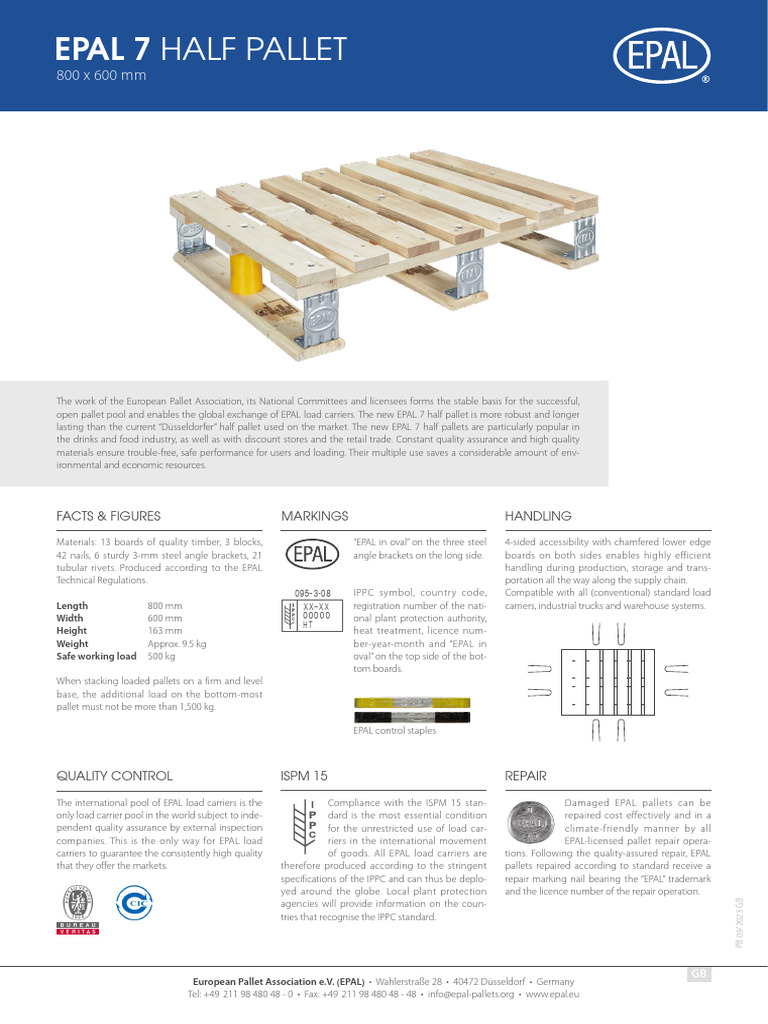 PALLETS EPAL7 Produktdatenblatt GB | PDF | Pallet