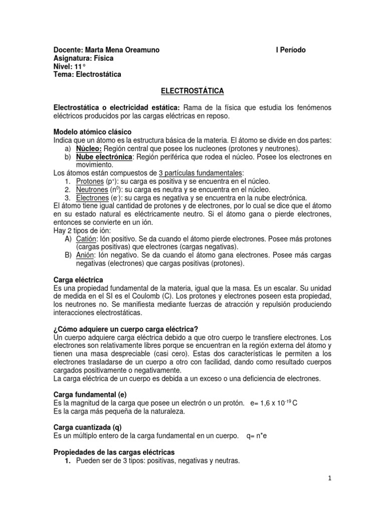 Electrostática, Electromagnetismo y Magnetismo I Semestre 2023 LLG ...