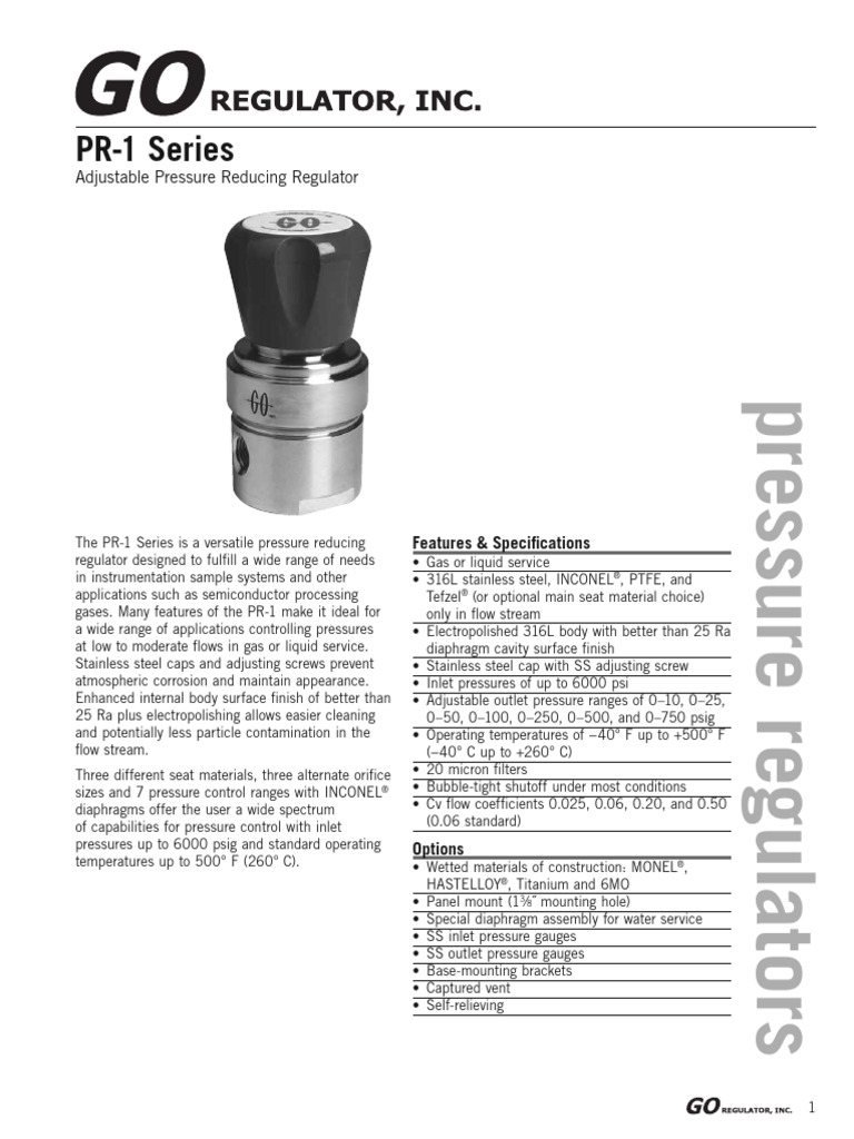PR 1 DataSheet | PDF | Pressure | Gases