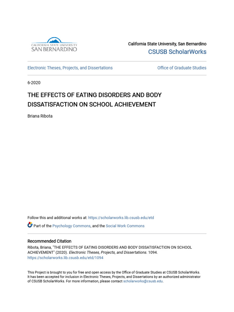 The Effects of Eating Disorders and Body Dissatisfaction On Schoo | PDF ...