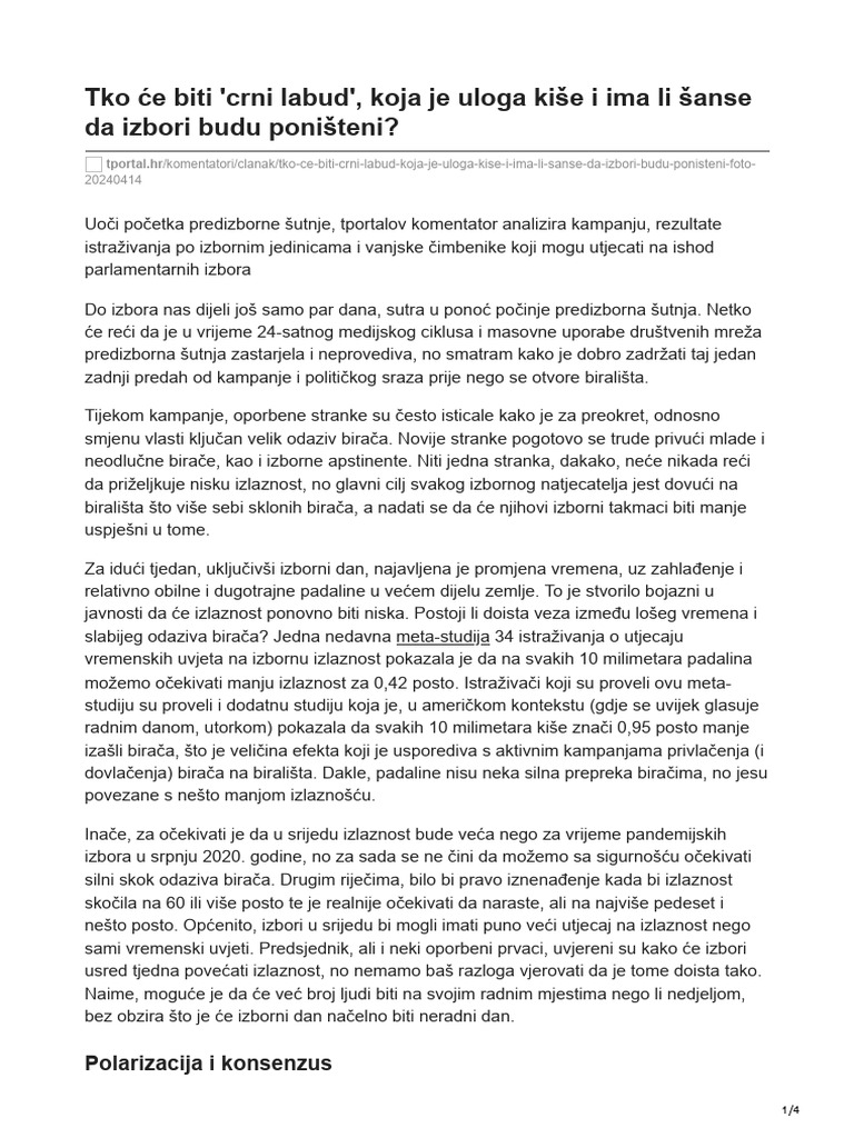 Tportal - Hr-Tko Će Biti Crni Labud Koja Je Uloga Kiše I Ima Li Šanse ...