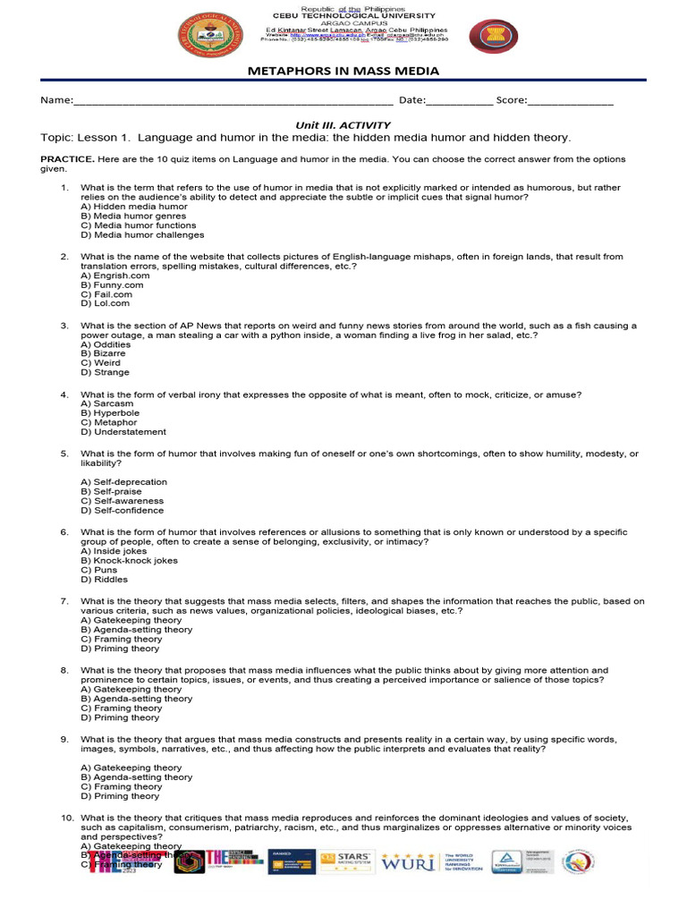 Hidden Humor and Theories in Media | PDF | Framing (Social Sciences ...