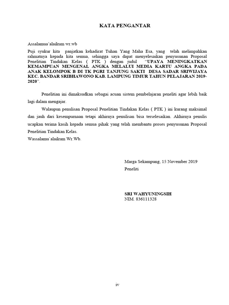 KATA PENGANTAR PROPOSAL PTK Sri Wahyuningsih | PDF | Komputer