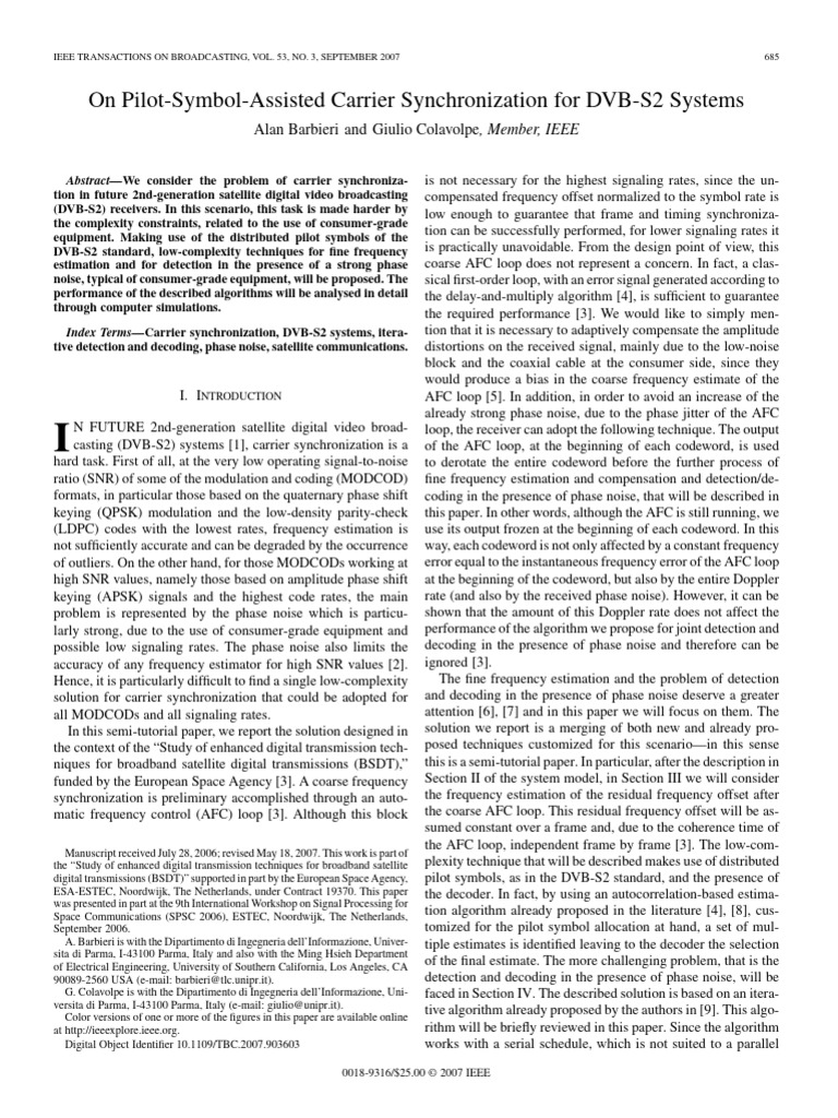 On_Pilot_Symbol_Assisted_Carrier_Synchro | PDF | Low Density Parity ...