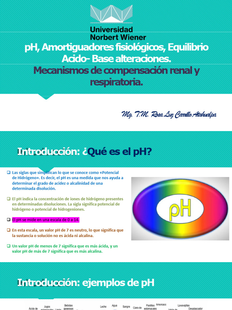 Semana 2 PH Amortiguadores Fisiologicos - Equilibrio Acido Base | PDF | Solución tampón | Ph