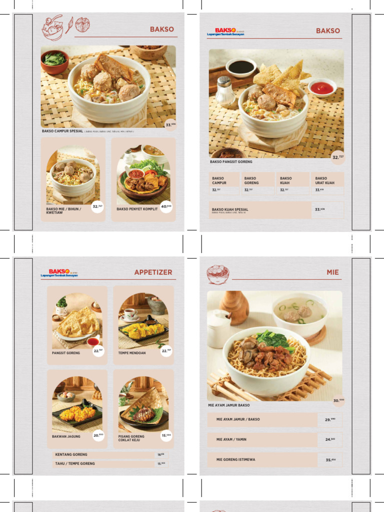 Isi Menu BAKSO LAPANGAN TEMBAK MAL CIPUTRA SERAYA PKU 2 | PDF
