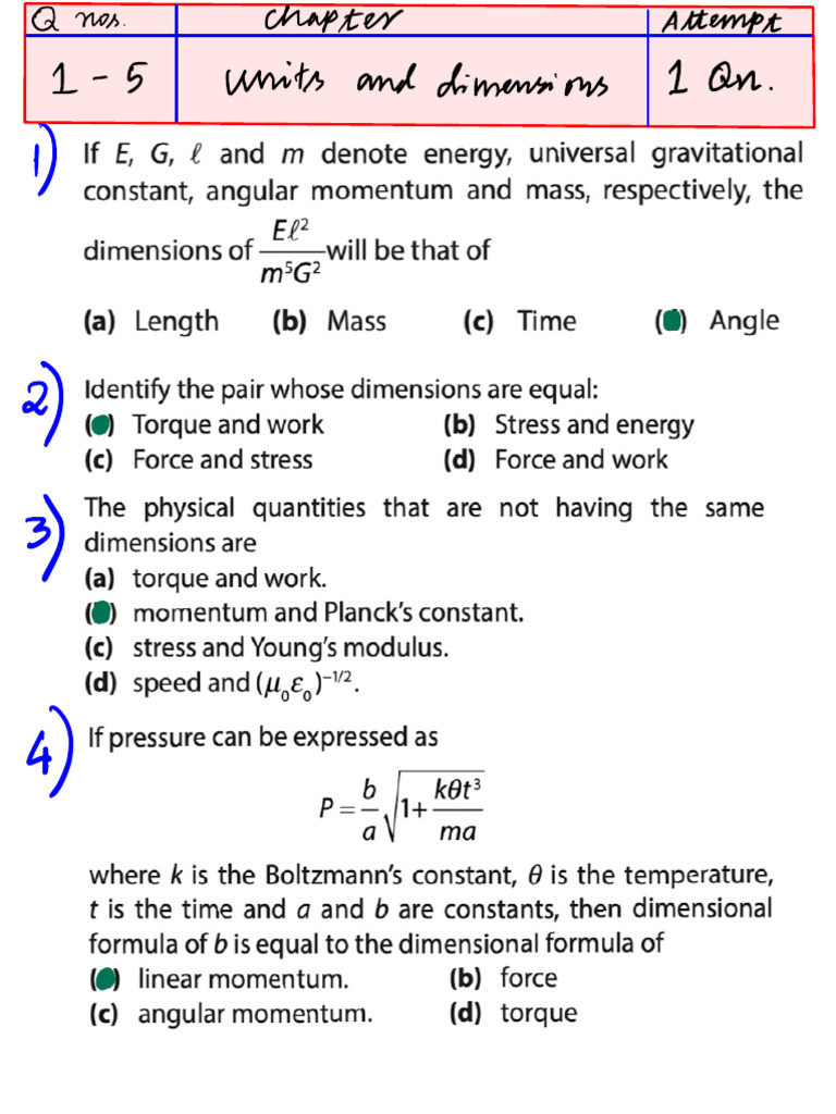 Physics Practice Test 160424 Answers Marked | PDF | Physical Chemistry ...