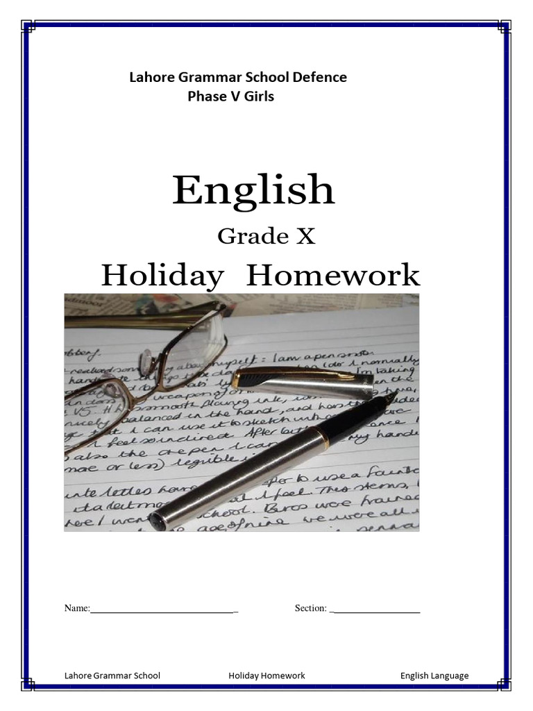 Grade X English Holiday Homework | PDF