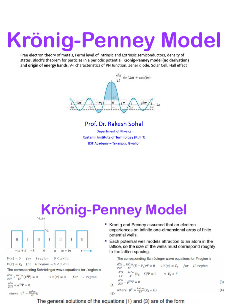 Kronig Penney Model | PDF