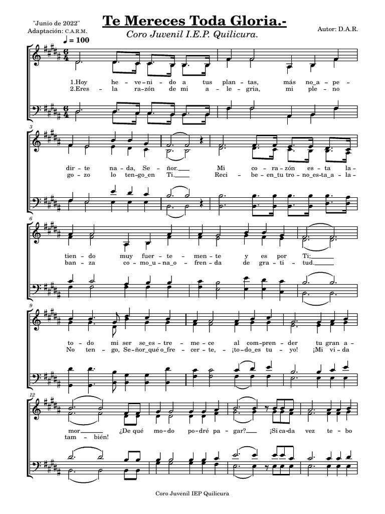 Te Mereces Toda Gloria Si Mayor | PDF