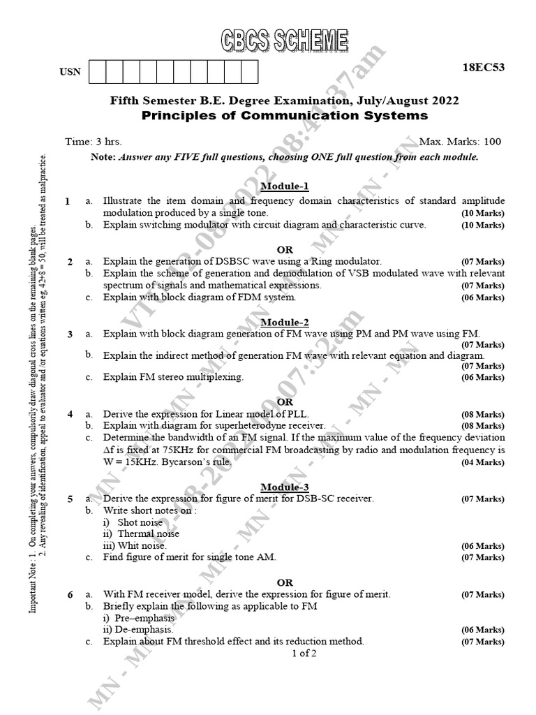 18EC53 | PDF | Frequency Modulation | Modulation
