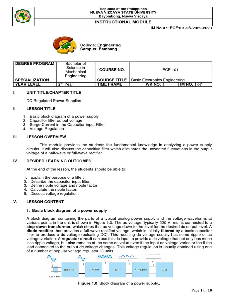 IM07 Basic Electronics 2023 | PDF | Rectifier | Inductor