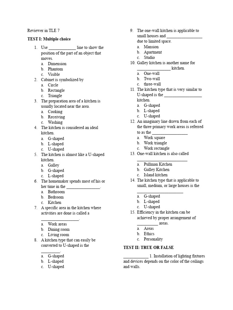 4th Quarter Reviewer in TLE 7 | PDF | Kitchen | Home