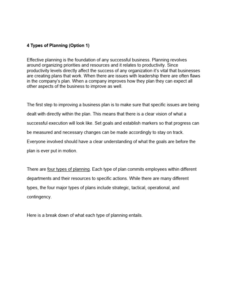 4 Types of Planning | PDF | Strategic Planning | Goal