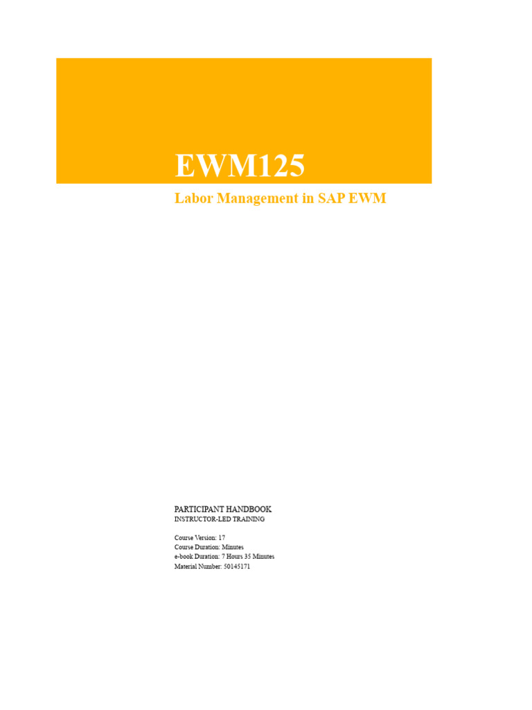 EWM125 Labor Management in SAP EWM 1 | PDF