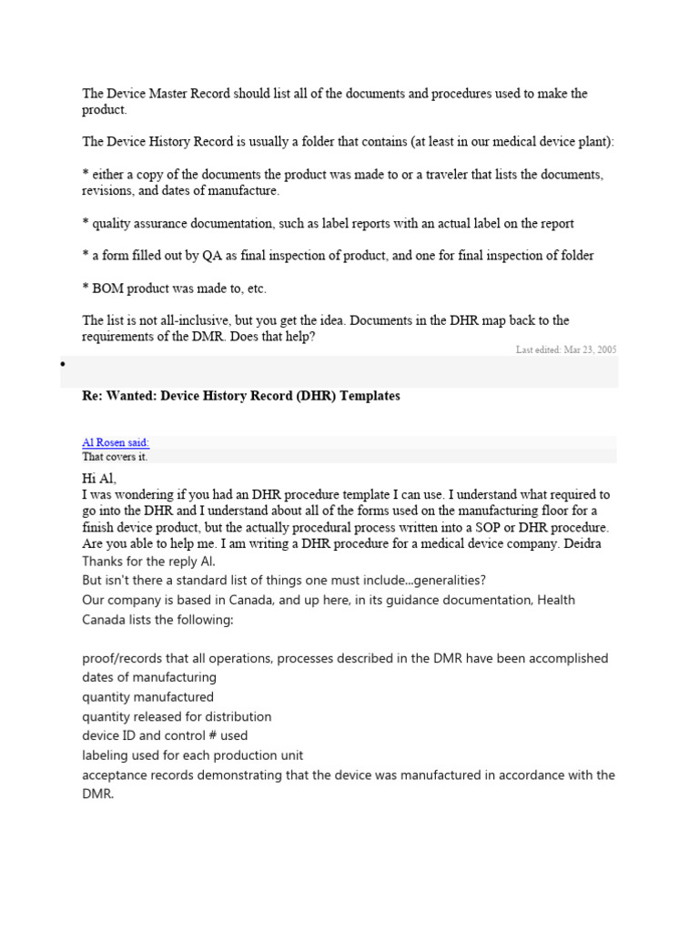 DHR Notes | PDF | Verification And Validation | Medical Device