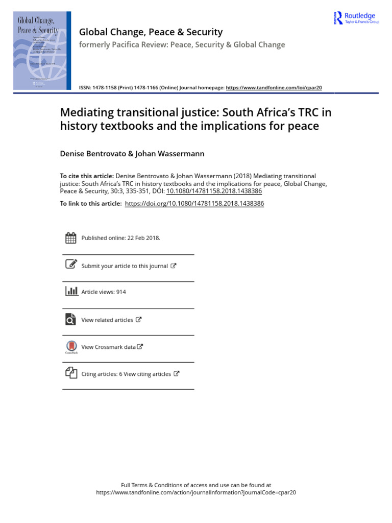 Mediating Transitional Justice: South Africa's TRC in History Textbooks ...