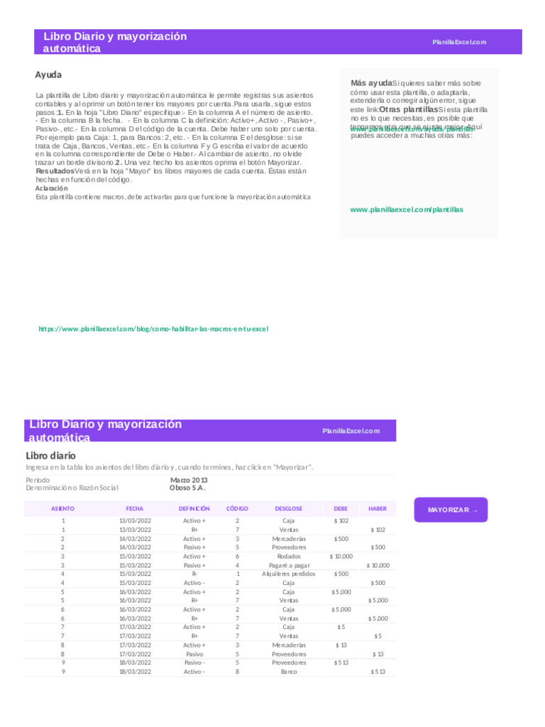planilla-de-excel-de-libro-diario-y-libro-mayor (1) | PDF | Informática | Programación de ...