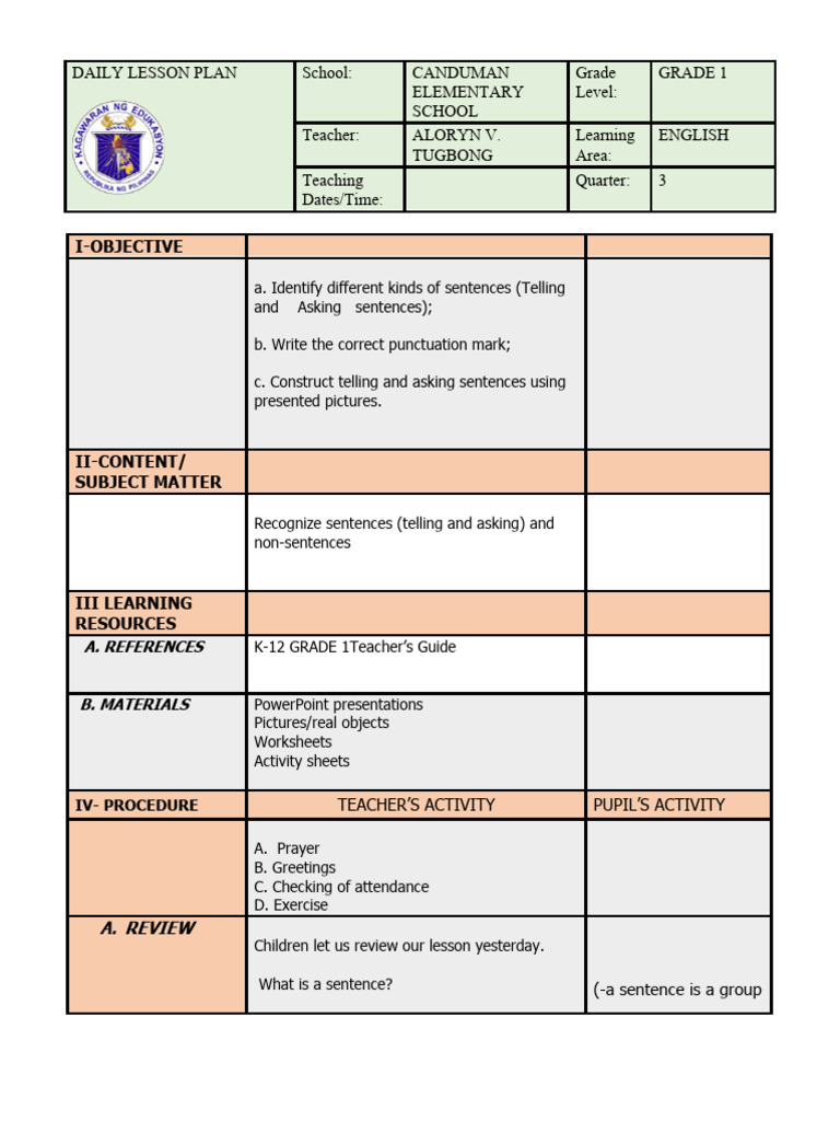 Daily Lesson Plan | PDF | Lesson Plan | Teachers