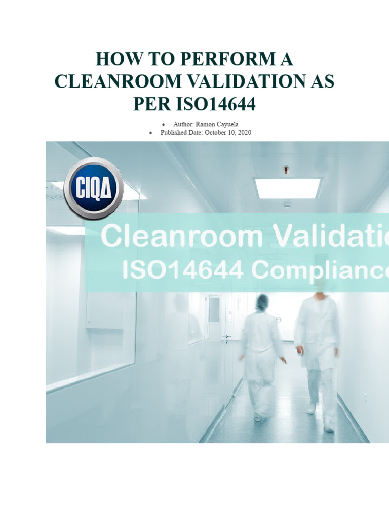 How To Perform A Cleanroom Validation As Per Iso14644 | PDF ... How To Perform A Cleanroom Validation As Per Iso14644 | PDF ...