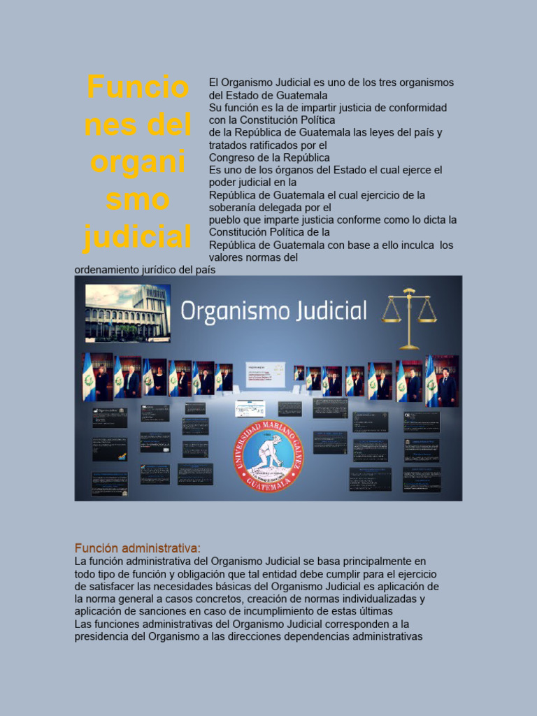 Funciones del Organismo Judicial en Guatemala | PDF | Judicaturas ...