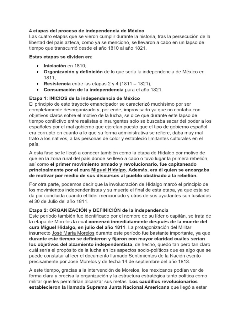 Etapas de la Independencia de México | PDF | México