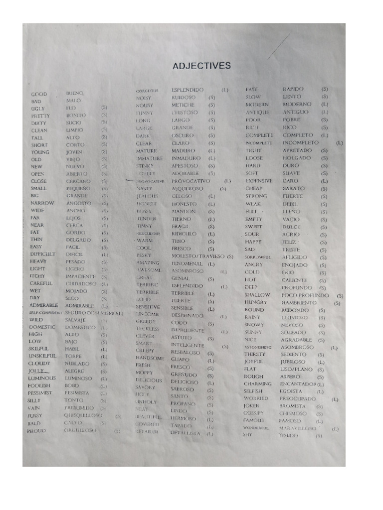 Adjetives | PDF