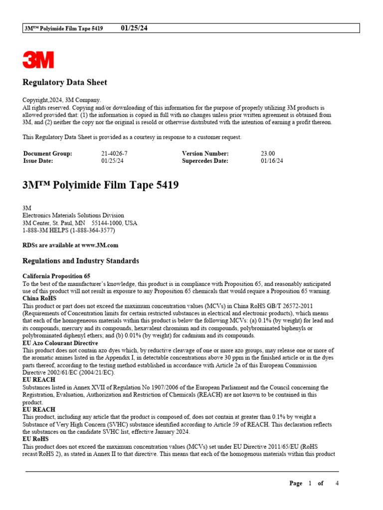 3M 5419 Rds | PDF | Chemical Substances | Chemistry
