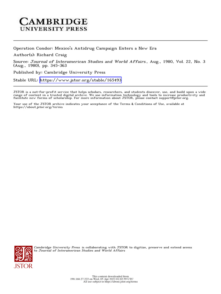 Operation Condor: Mexico's Antidrug Campaign Enters A New Era | PDF ...