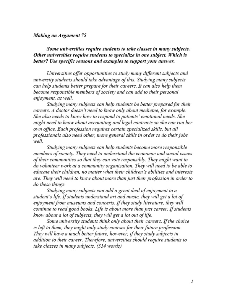 Making an argument topic school subjects | PDF