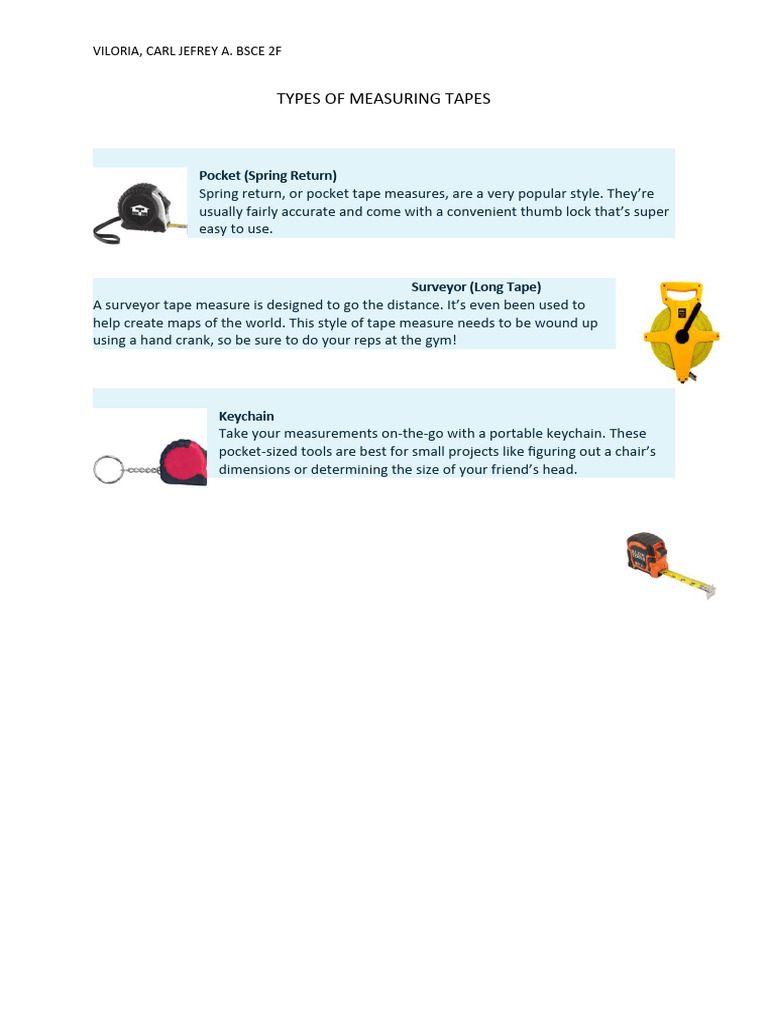 Types of Measuring Tapes | Download Free PDF | Surveying | Metre