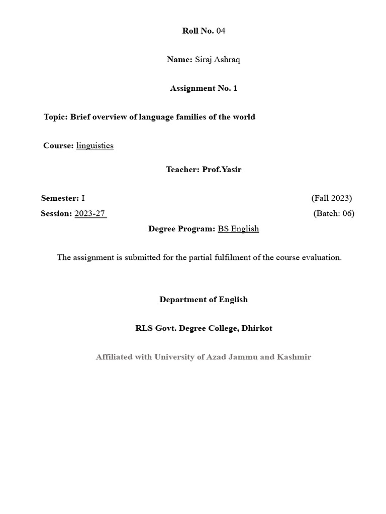 Linguistics Assignment 1-1 | PDF | Human Communication | Linguistics