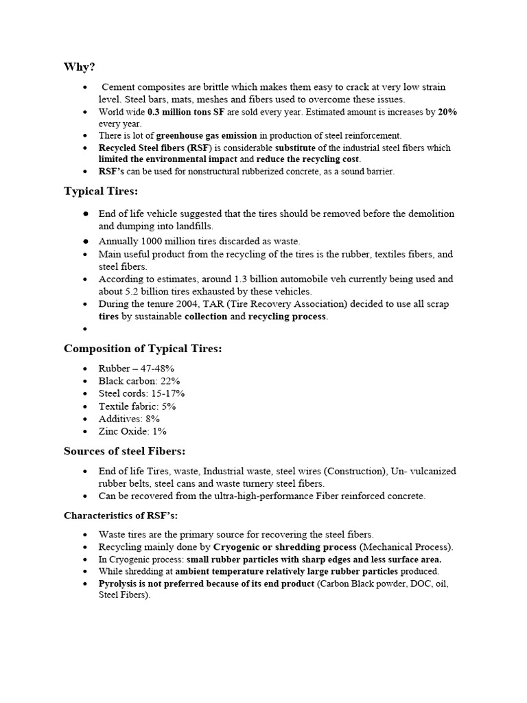 Recycled Steel Fibers from Tires: Benefits | PDF | Home & Garden ...